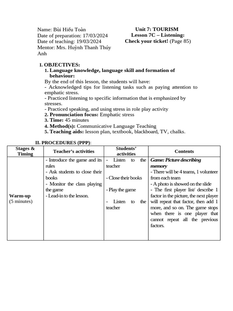 LP 7C-Listening (FG10) - Bui Hieu Toan | PDF | Cognition | Learning