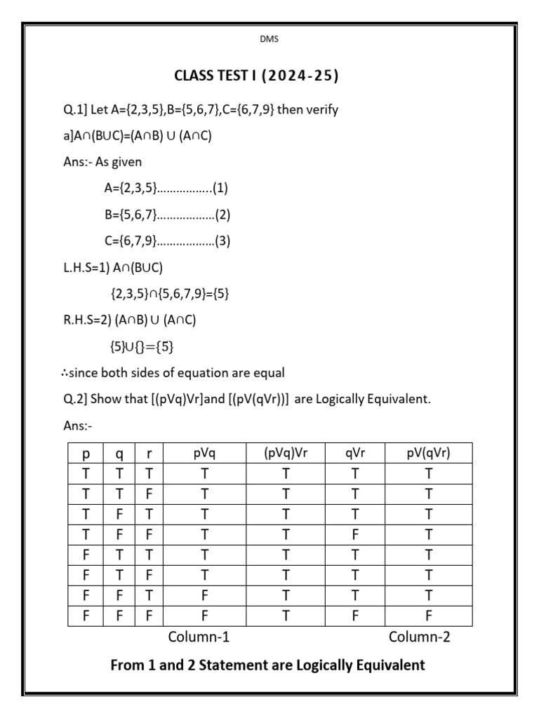 Solved Dms Ct1,Mid Sem,Ct2 | PDF | Graph Theory | Discrete Mathematics