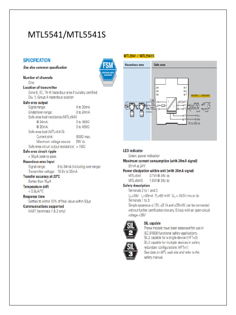 MTL5541 Barrier Datasheet | PDF