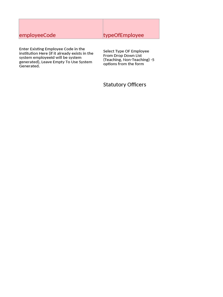 Bulk Employee Upload Format | PDF