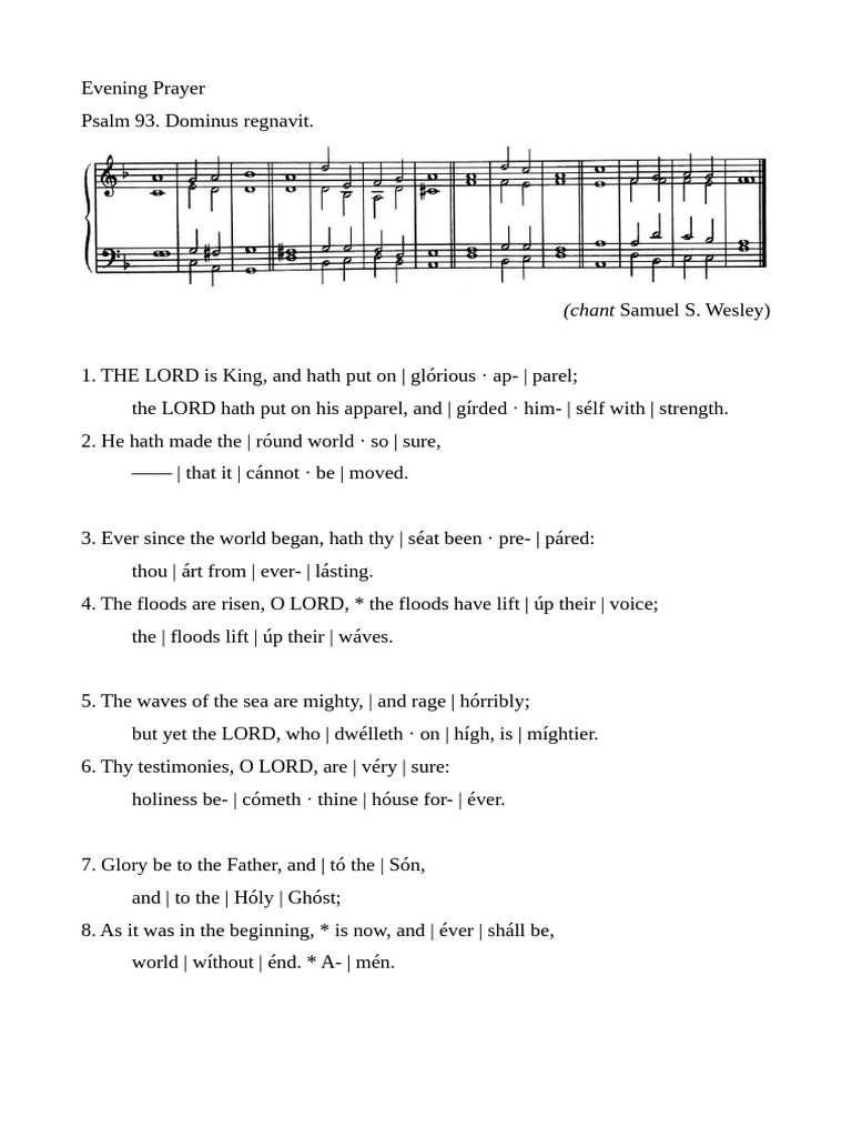 Evening Prayer: Psalm 93 Chant | PDF