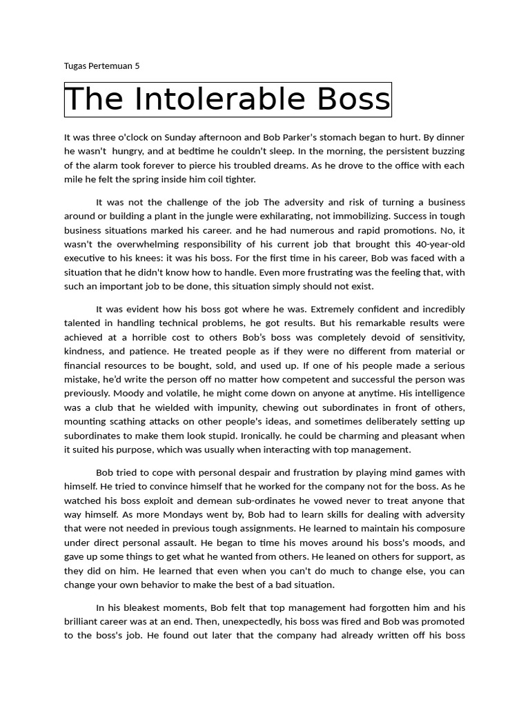 Coping with an Intolerable Boss | PDF | Psychology | Behavioural Sciences