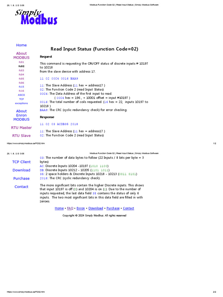 Modbus Function Code 02 _ Read Input Status _ Simply Modbus Software ...