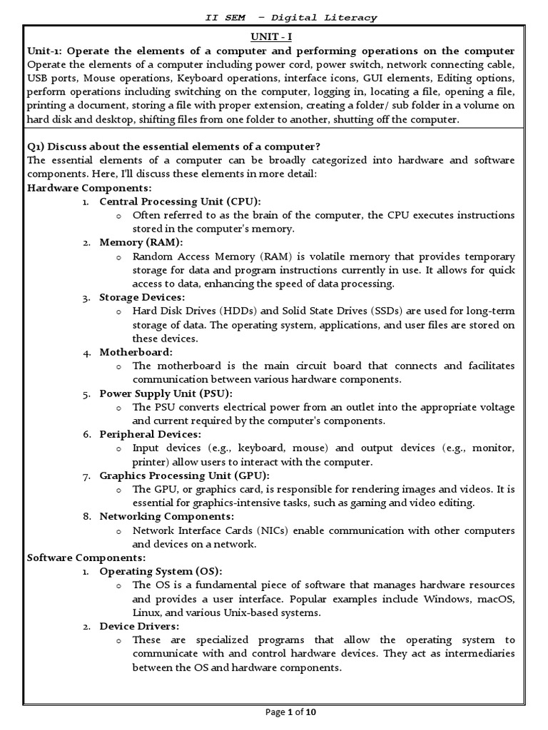 Digital Literacy - All Units | PDF | Usb | Icon (Computing)