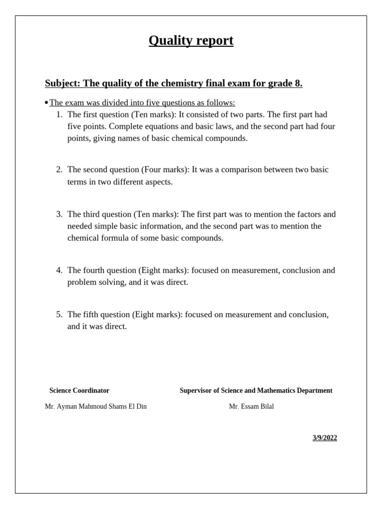 Quality Report | PDF