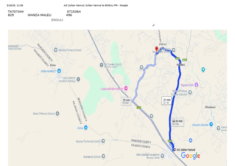 AIC Sultan Hamud, Sultan Hamud To ENGULI PRI - Google Maps | PDF