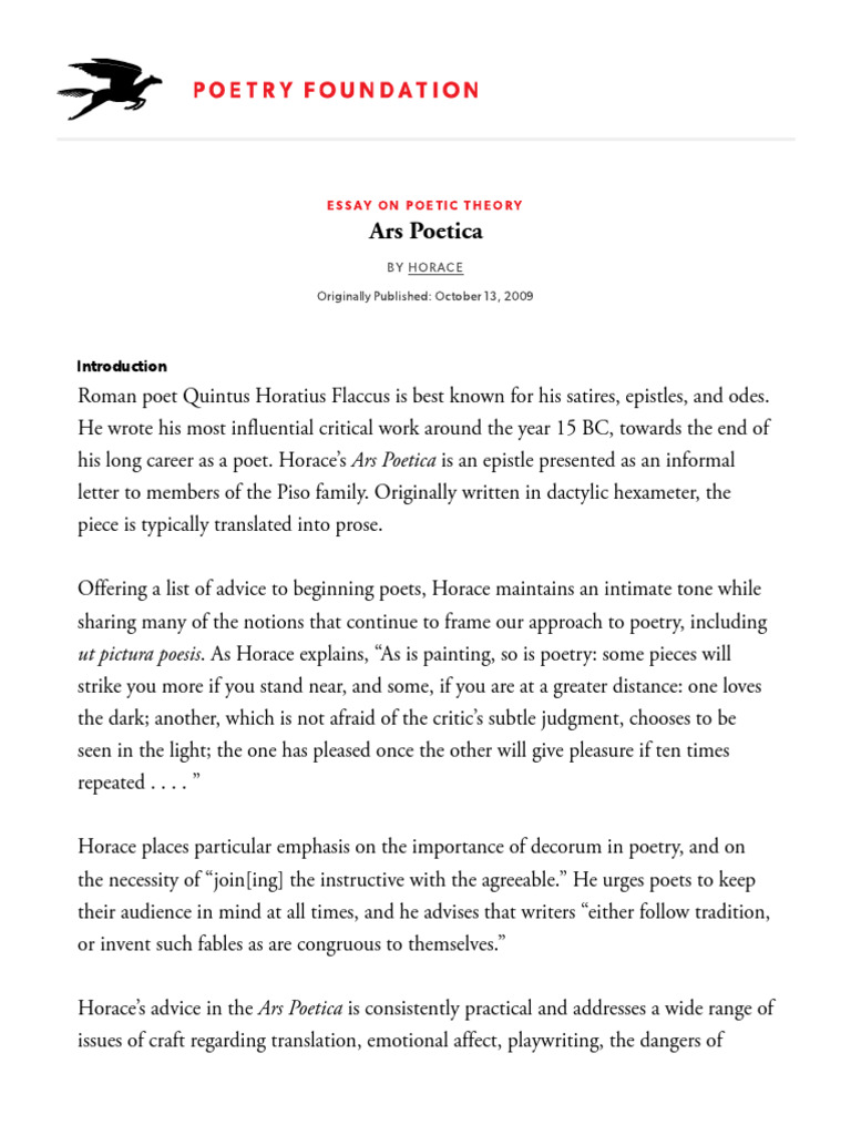Ars Poetica - The Poetry Foundation | PDF | Horace