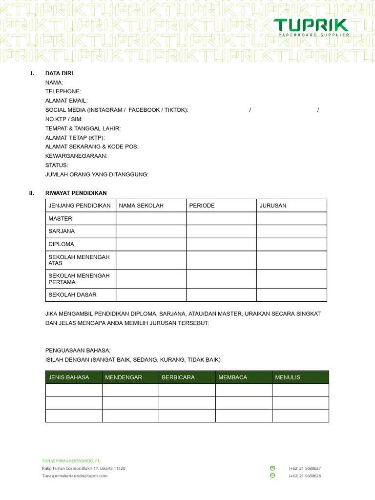 TPK - Form Karyawan | PDF