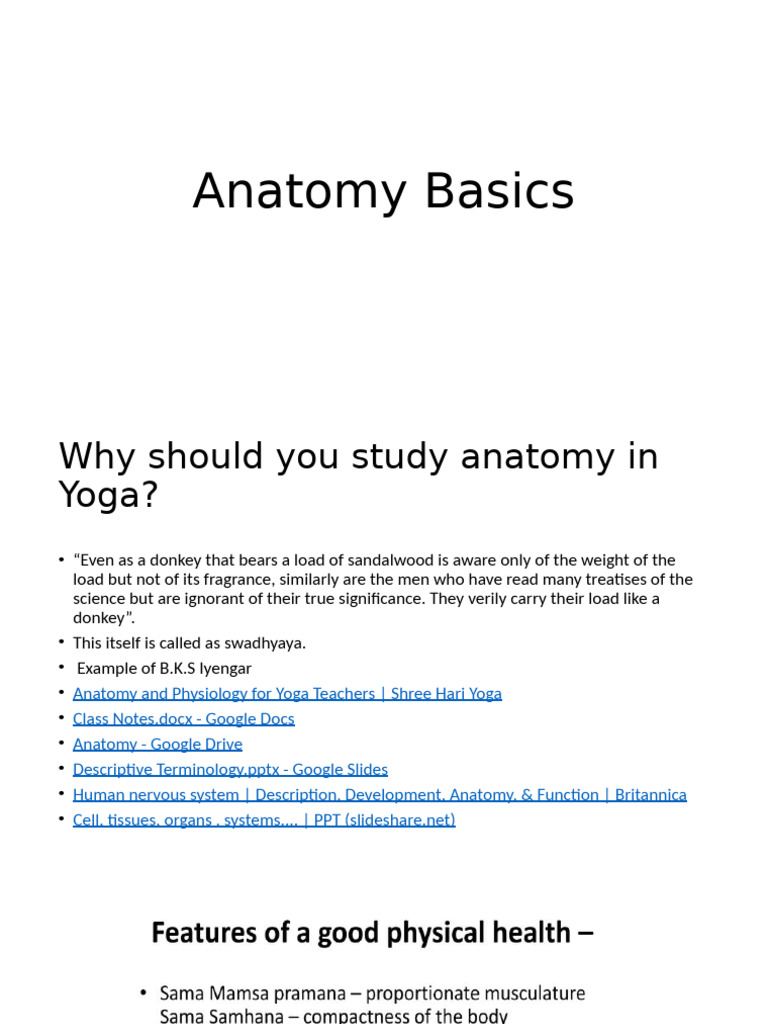 Anatomy Basics, For Yoga Instructors | PDF