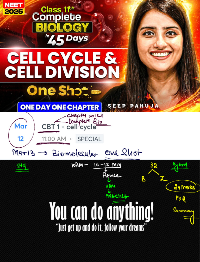 Cell Cycle Cell Division - One Shot With PYQs | PDF | Evaluation Methods | Science Education