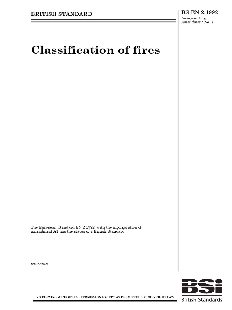 Classification of Fires: BS EN 2:1992 | PDF | International ...