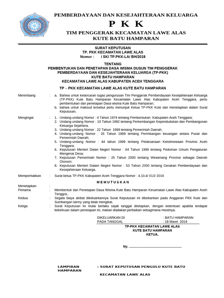 SK Pembentukan Desa Wisma | PDF