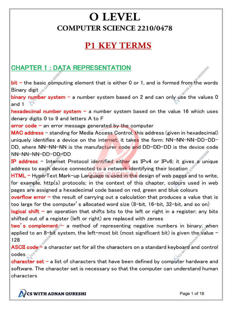 P1 Key Terms OL | PDF