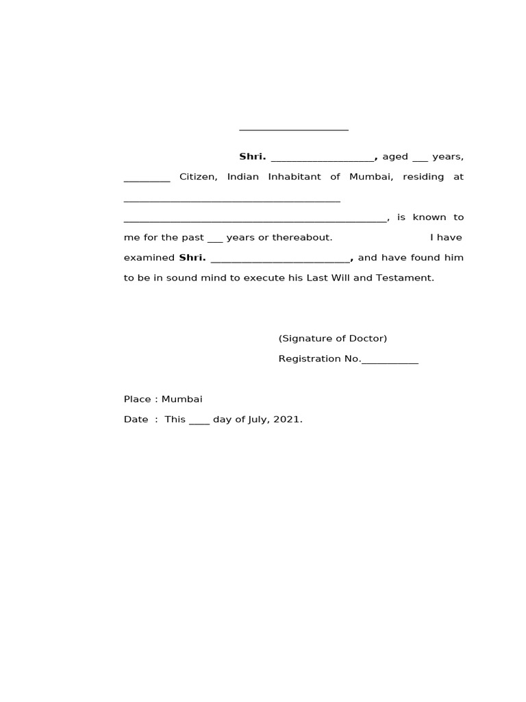 Will Certificate | PDF