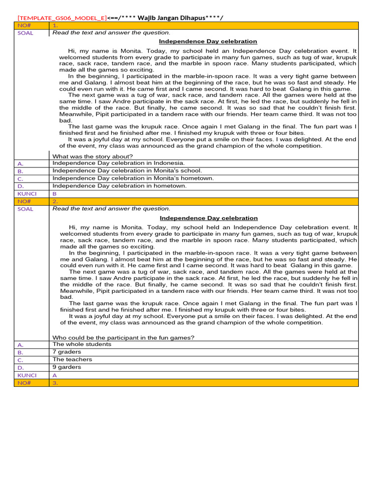 Blangko Soal Semester Ganjil 2024 | PDF