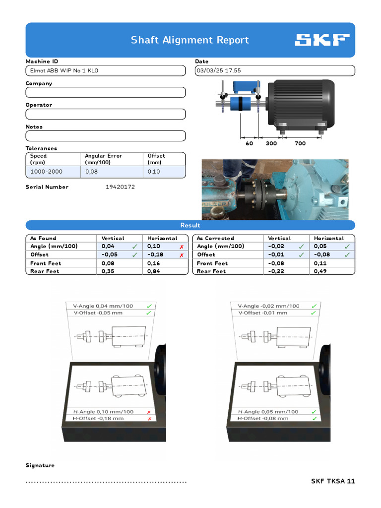 Shaft Alignment Report Summary | PDF