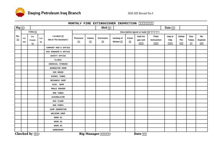 C4-weekly fire ext format消防器材周检查 | PDF