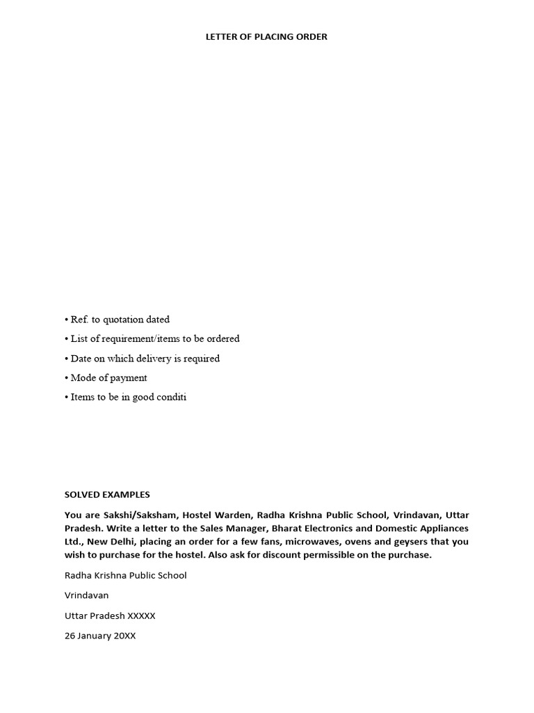 Order Letter Format for Electronics | PDF
