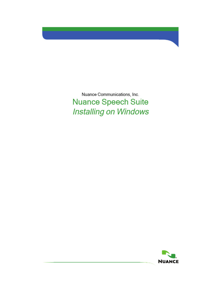 Nuance Speech Suite-11.0.15-Windows Installation Guide | PDF | My Sql ...