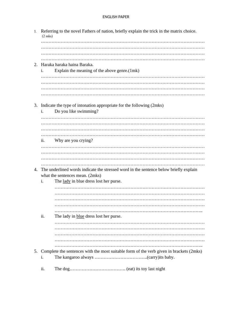 English Paper 1 | PDF