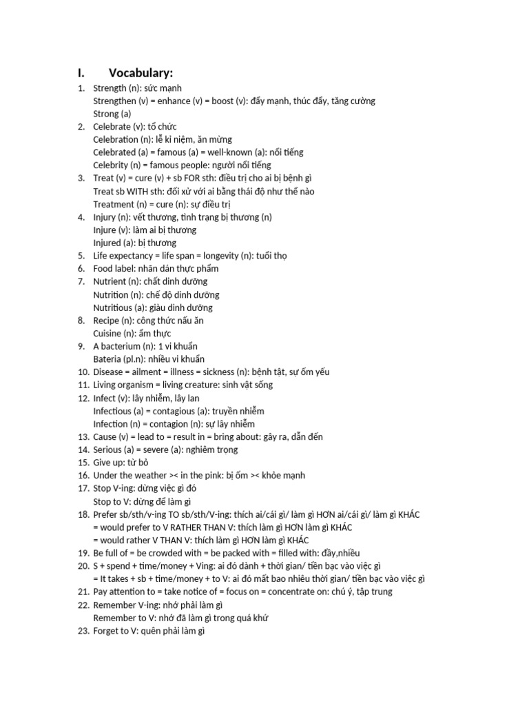 Exercise Vocabulary | PDF