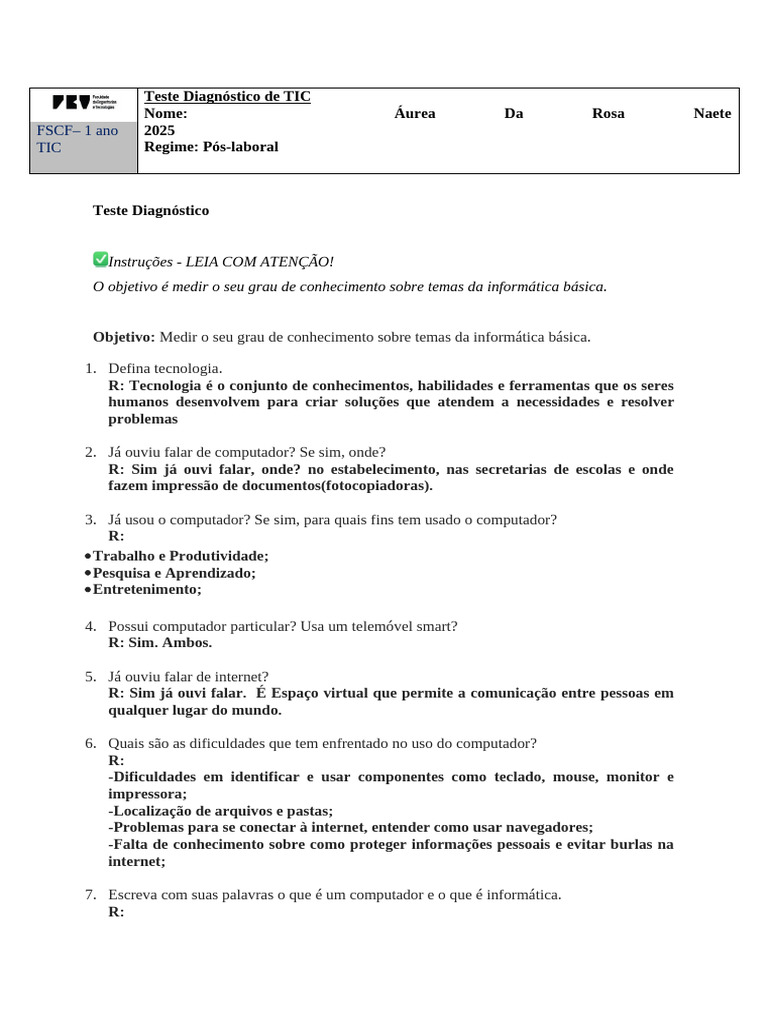 teste-diagnostico-TIC-dir-fscf Aurea Da Rosa Naete | PDF | Segurança de ...
