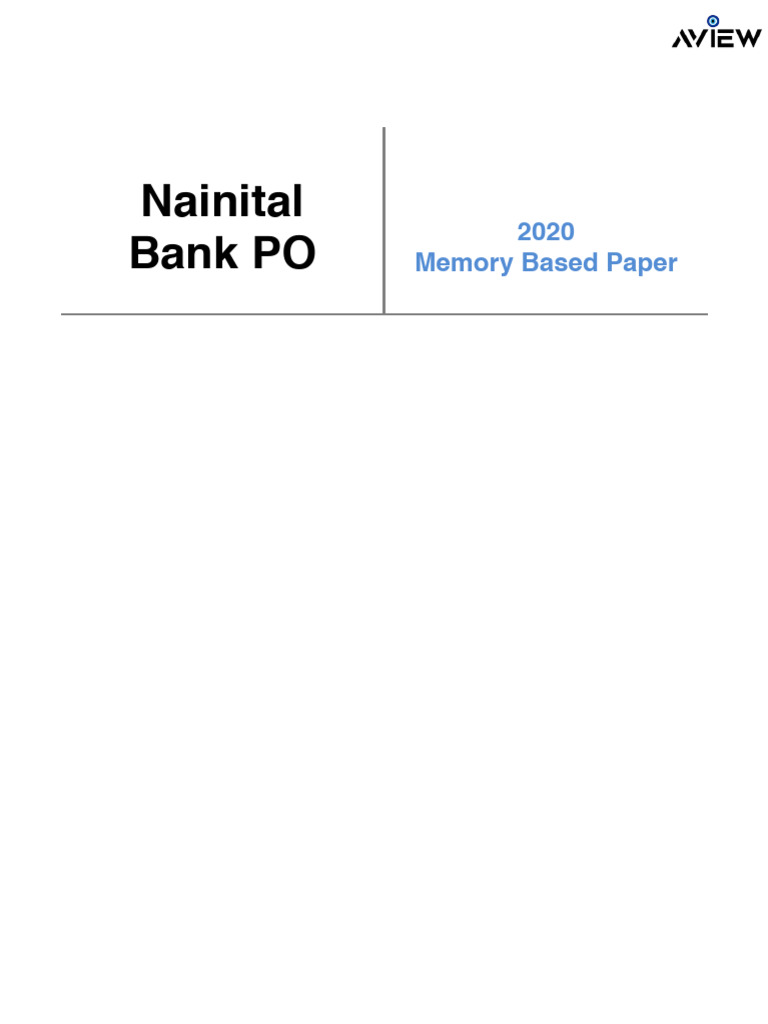 Nainital Bank PO 2020 Memory Based English | PDF