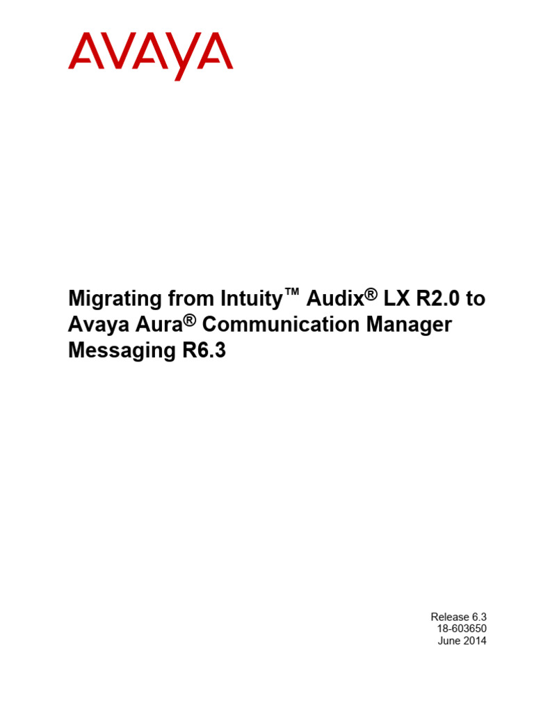 Migrating From Intuity Audix LX R2.0 To Avaya Aura Communication ...