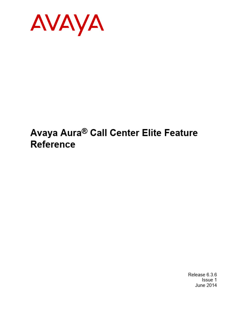 Avaya Aura Call Center Elite 6.3 Feature Reference | PDF | Software ...