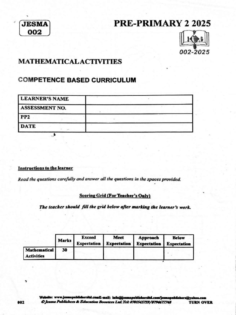 PP2 002 Jesma All Subjects With Marking Scheme PDF | PDF