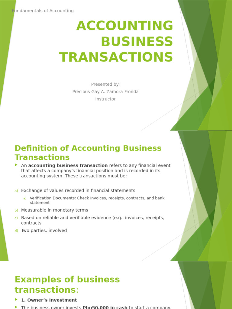 Understanding Accounting Business Transactions | PDF | Debits And ...
