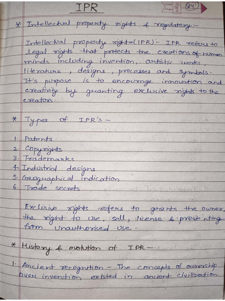 IPR Unit-1 Notes | PDF