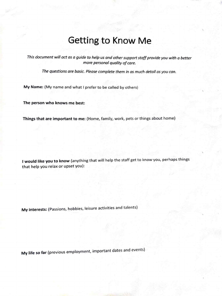 Getting To Know Me | PDF