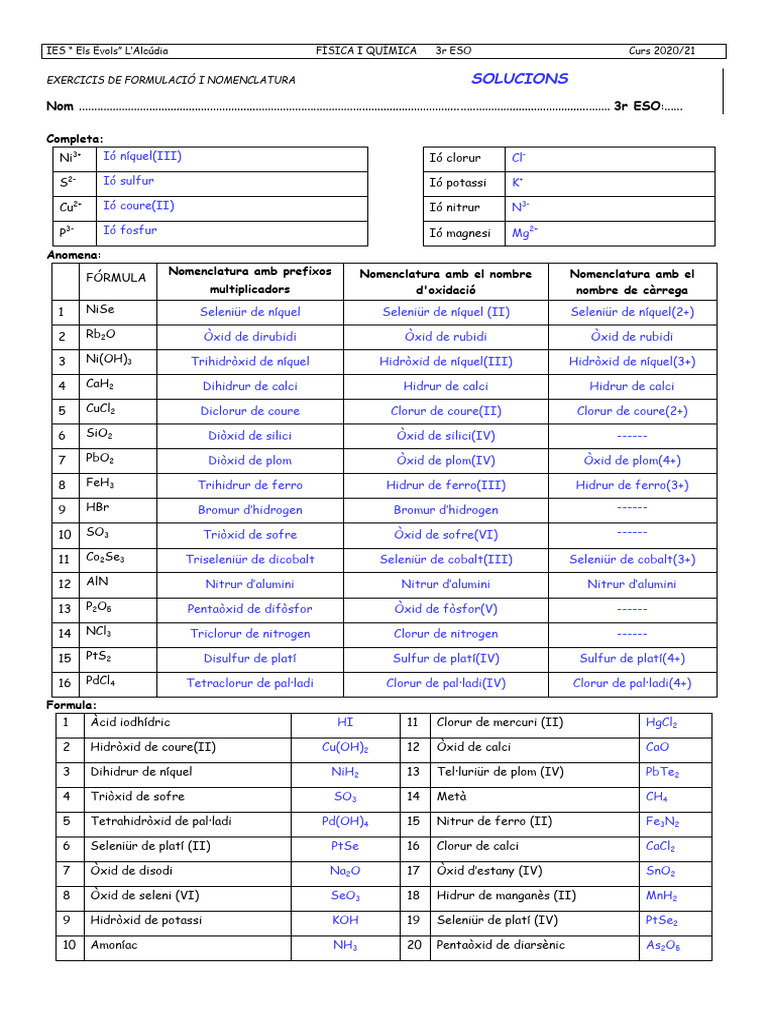 C2021 SOLUCIONS Exercicis REPÀS FORMULACIÓ | PDF