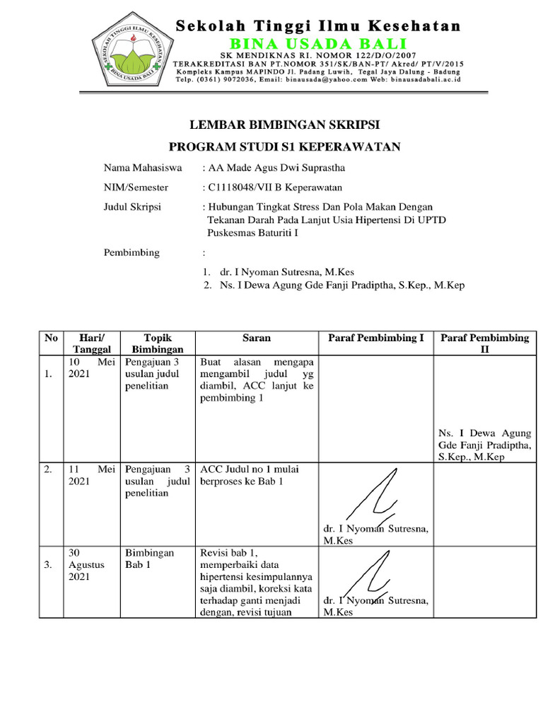 LEMBAR BIMBINGAN AA Made Agus Dwi | PDF