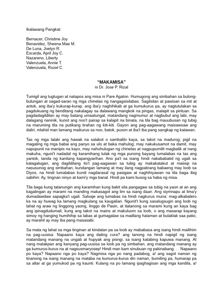 Ikalawang Pangkat Makamisa | PDF