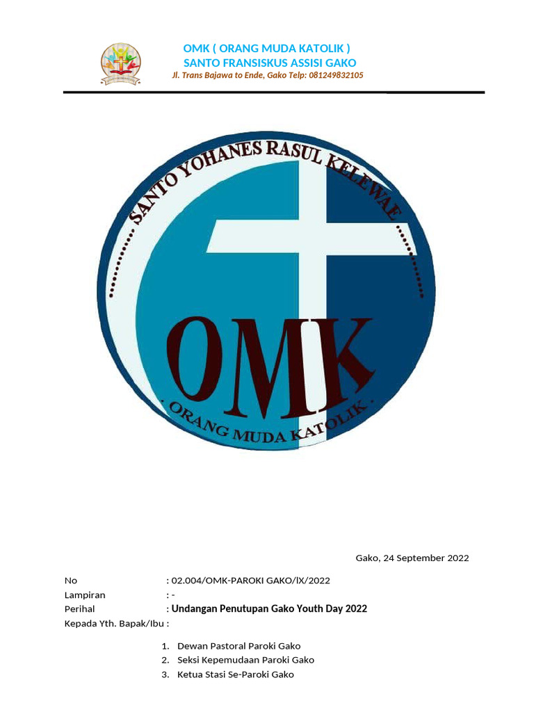 Surat Undangan OMK | PDF