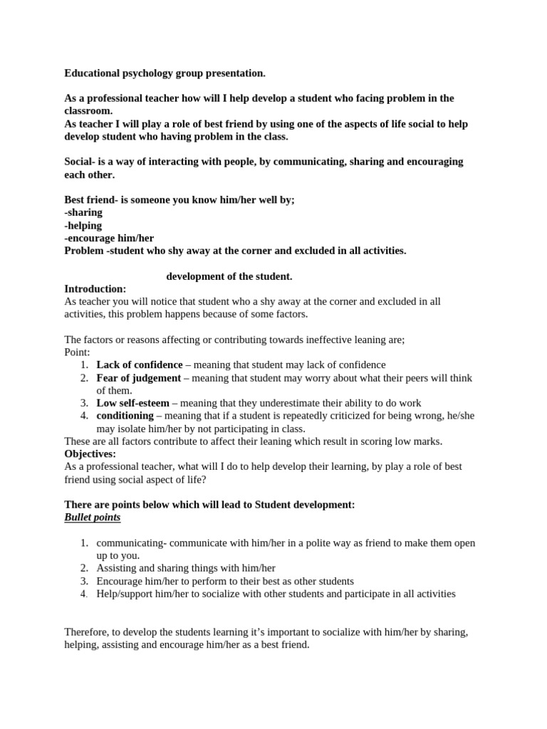 Educational Psychology Group Presentation | PDF