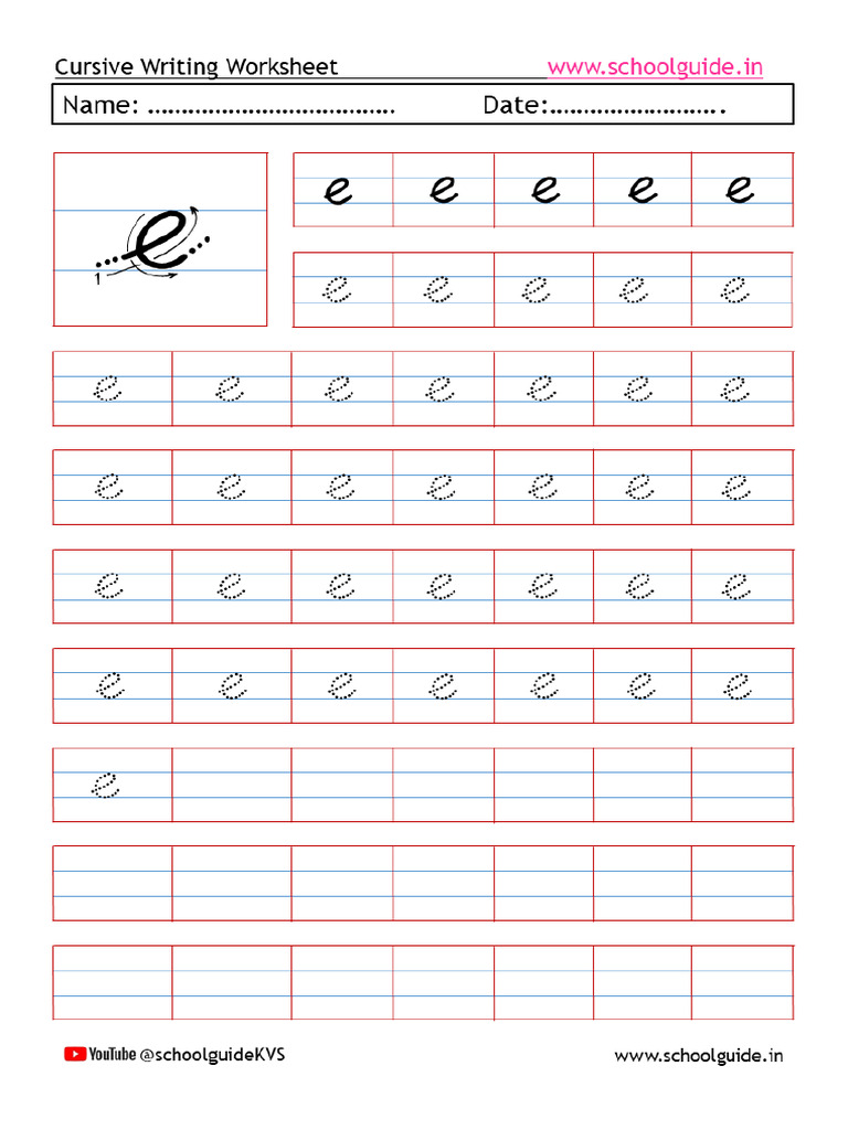 Cursive Letter Small E | PDF