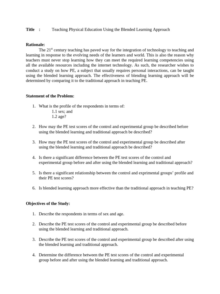 Capsule Research Proposal 1 | PDF | Physical Education | Learning
