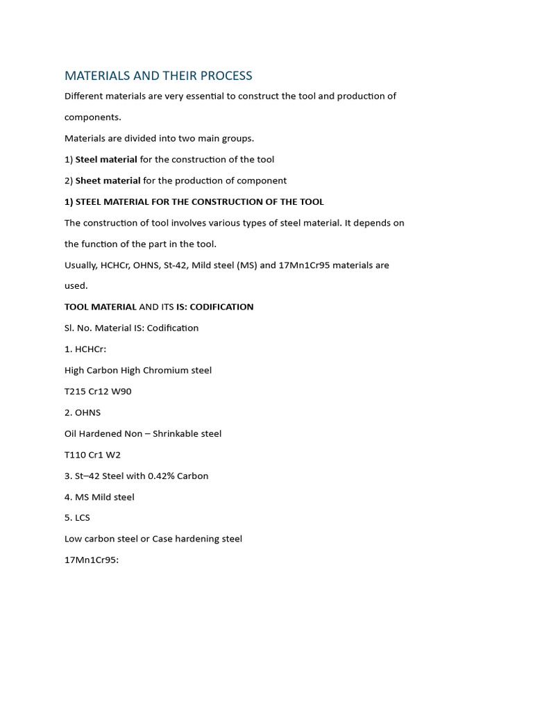 Tool Material and Its Codification | PDF