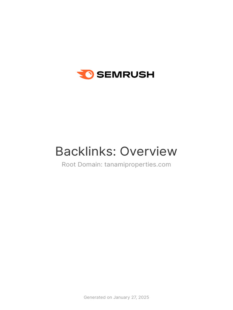 Semrush-Backlinks Overview-Root Domain Tanamiproperties Com-27th Jan 2025 | PDF | Internet ...