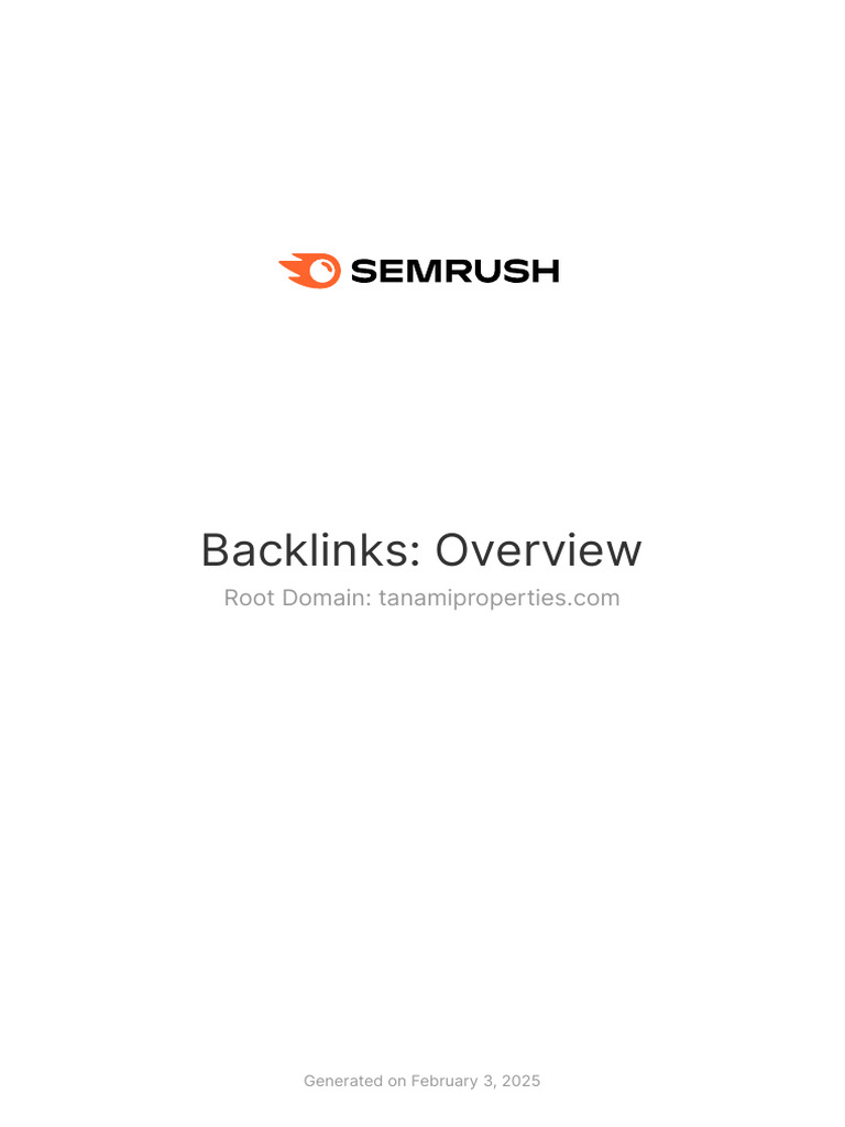 Semrush-Backlinks Overview-Root Domain Tanamiproperties Com-3rd Feb 2025 | PDF | Web Design ...