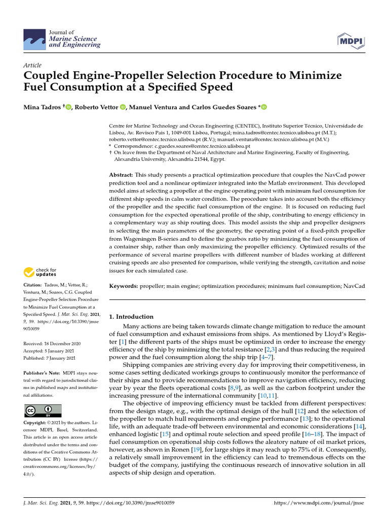 Coupled Engine-Propeller Selection Procedure To Minimize | PDF ...