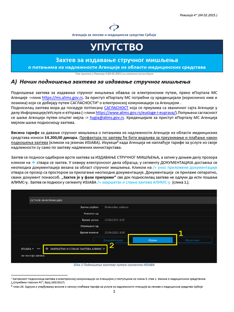 7.-Uputstvo Strucna Misljenja MS 04.02.2025-REV.4-1 | PDF