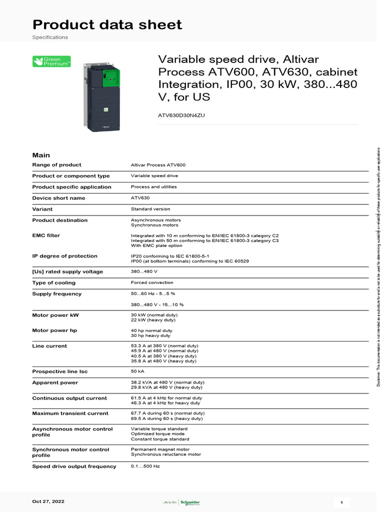 Altivar Process ATV600 - ATV630D30N4ZU | PDF | Relay | Electric Motor