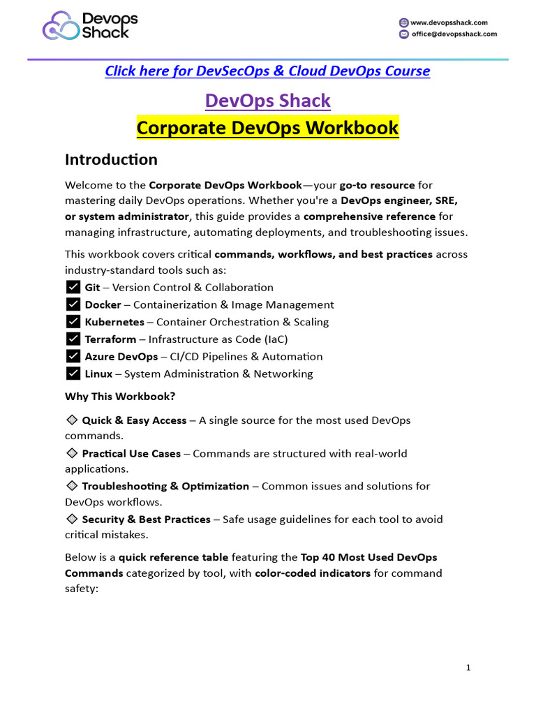 Corporate_DevOps_Workbook__1740200469 | PDF | Databases | Postgre Sql