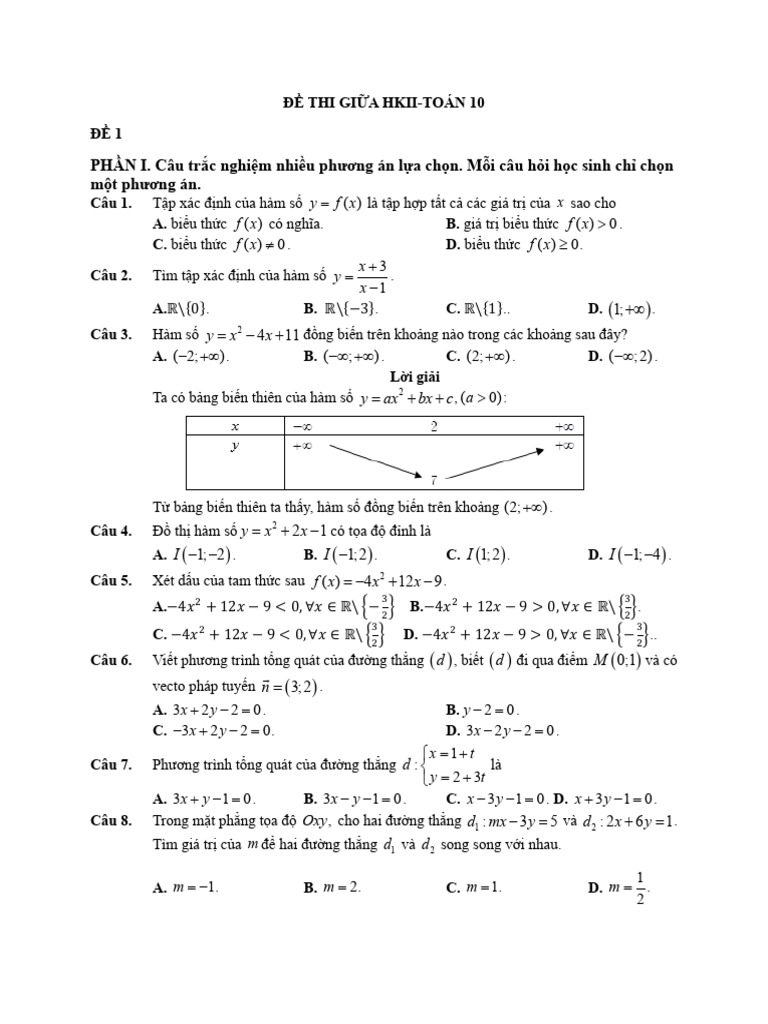 Đề Thi Giữa Hkii (Đề 1,2) | PDF