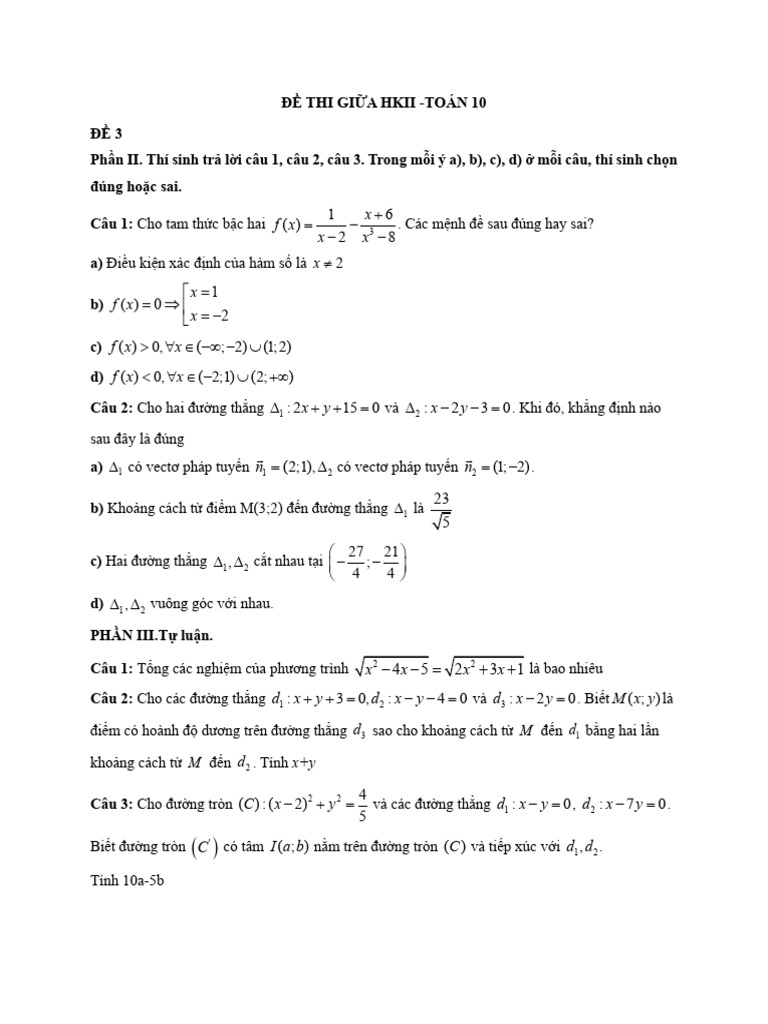 Đề Thi Giữa Hkii (Đề 3,4) | PDF