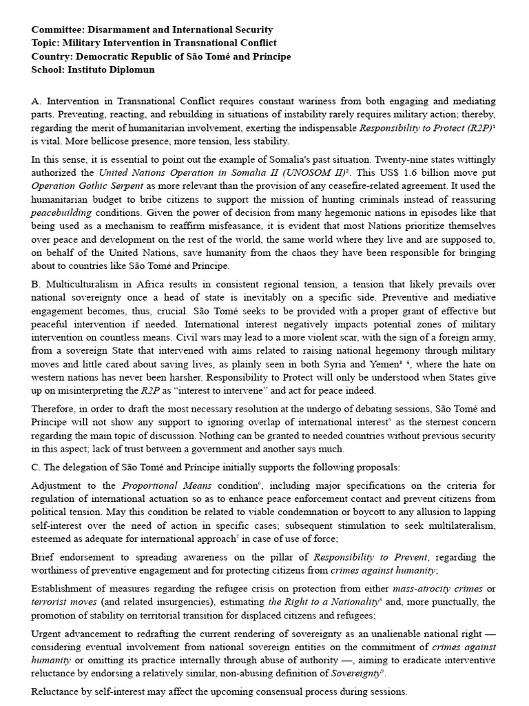 Position Paper - Democratic Republic of São Tomé and Príncipe DISEC ...